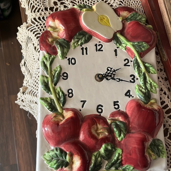 Other | Vintage Apple Ceramic Clock | Poshmark